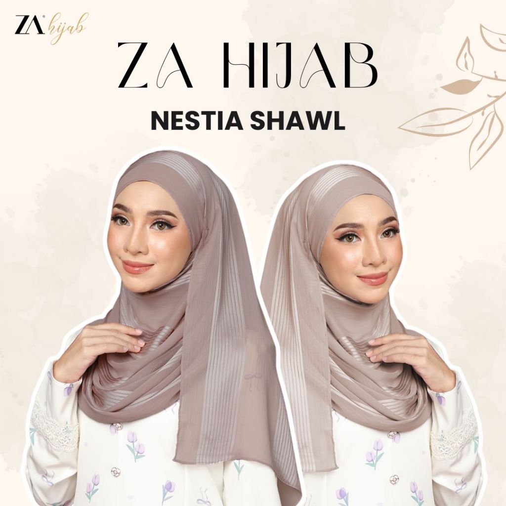 ZOE ARISSA 2025 RAYA HAJI Nestia Shawl Chiffon Metallic Shimmer 1.8m Hijab Plain SHAWL MUSLIMAH ...