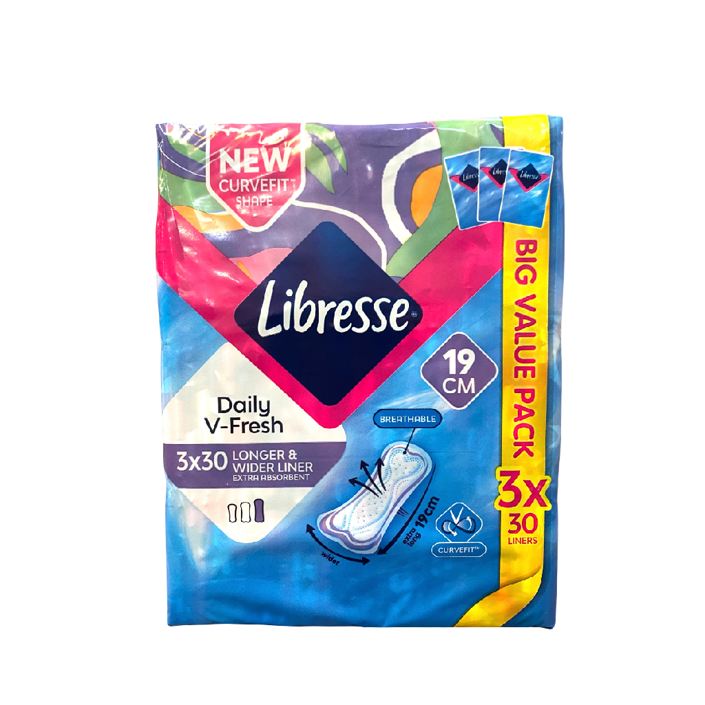 Libresse Daily V-Fresh Longer & Wider Liner 19cm (3 x 30 liners ...