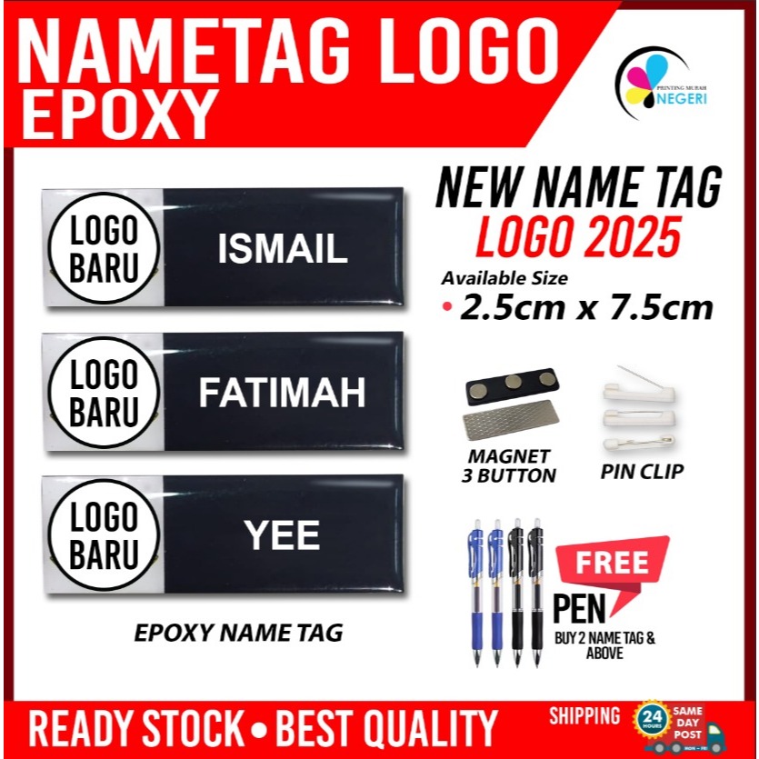NAME TAG EPOXY LOGO TERKINI 2025 | PIN & MAGNET | Shopee Malaysia