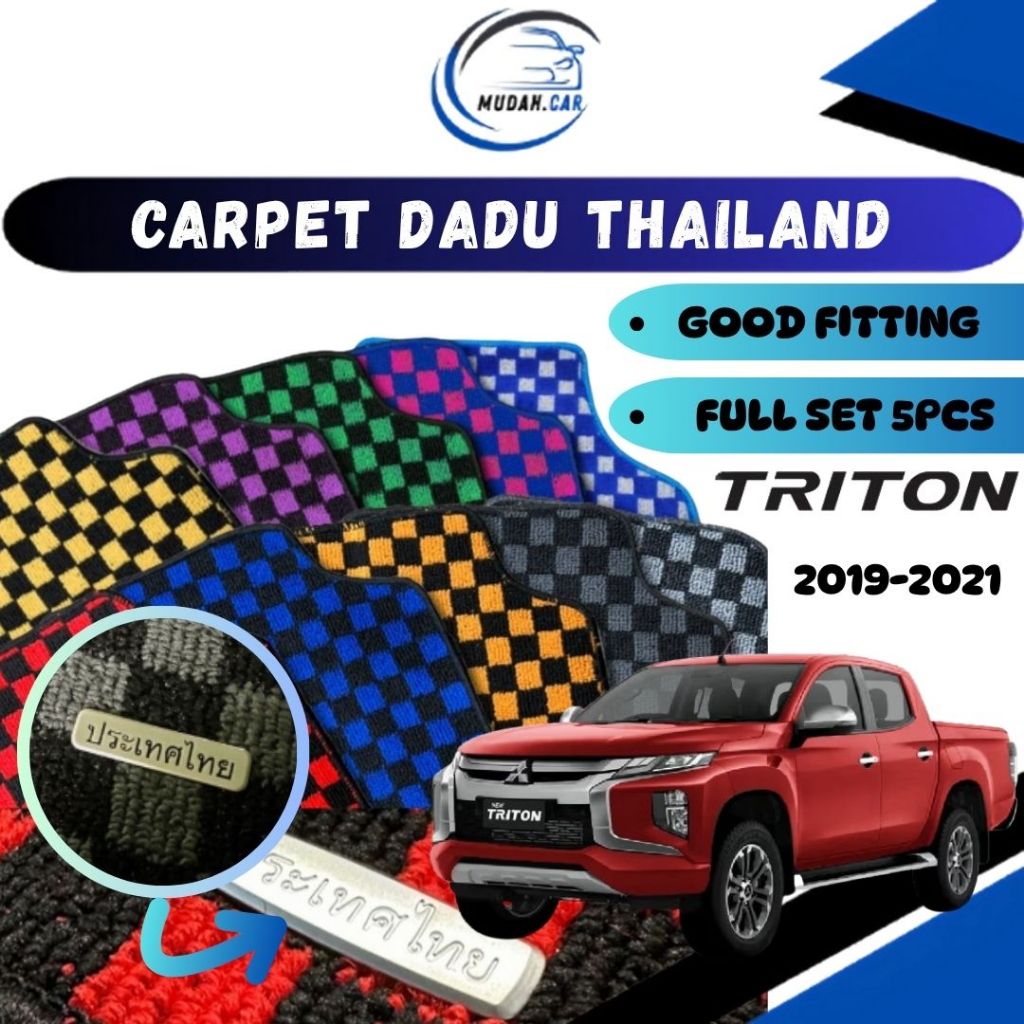 Mitsubishi Triton 2019-2021 Dadu Karpet Thailand Anti Slip Carpet Full ...
