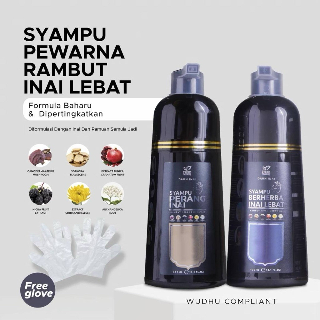 DHERBS SHAMPOO PEWARNA RAMBUT INAI LEBAT BLACK & BROWN | Shopee Malaysia