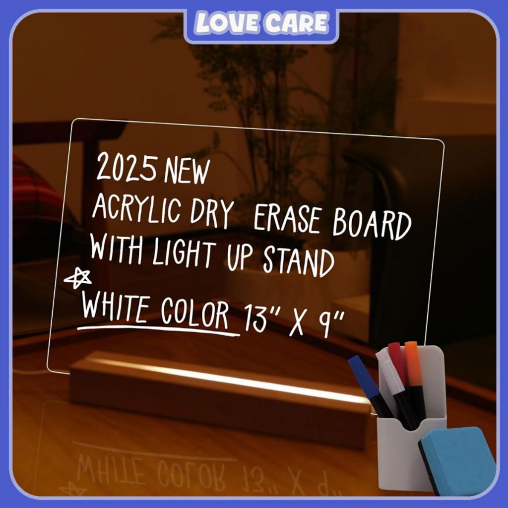 Light Up Clear Dry Drase Board 13 x 9 inch Acrylic Lighting Message ...