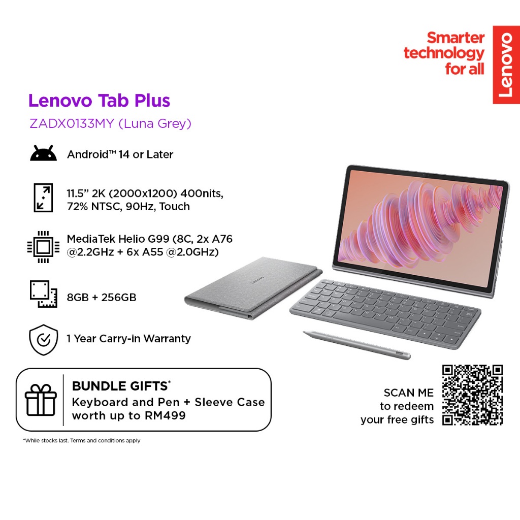 LENOVO TB351FU TAB PLUS ZADX0133MY MEDIATEK HELIO G99/8GB+256GB/11.5 ...