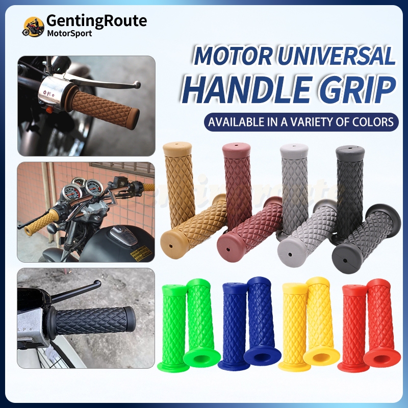 7/8" 22MM MOTORCYCLE RETRO RUBBER HANDLE BAR GRIP ANTI-SLIP HANDLE GRIP ...