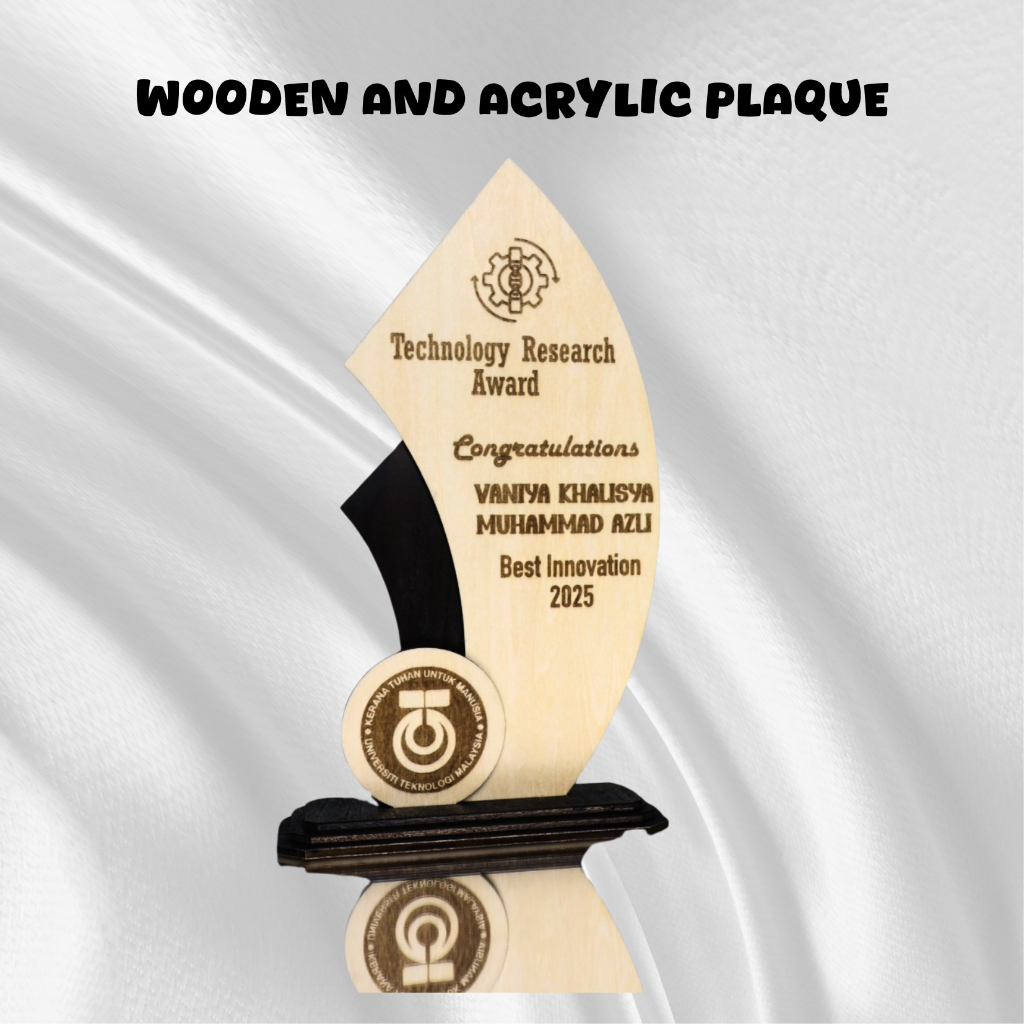 Trofi plak Trophy plaque kayu acrylic murah custom design logo mesej ...