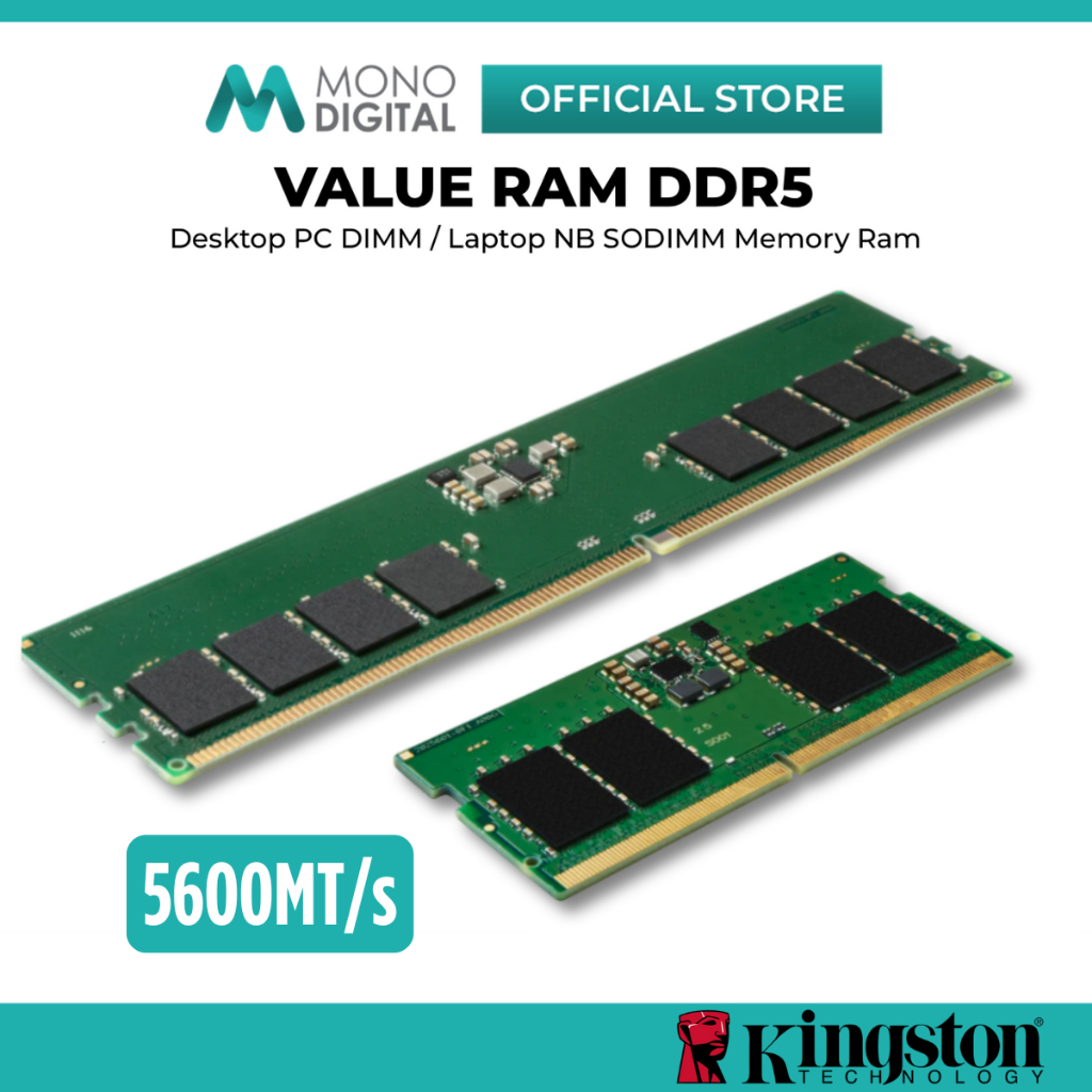KINGSTON DDR5 VALUE RAM DESKTOP PC (DIMM) / LAPTOP NOTEBOOK (SODIMM ...