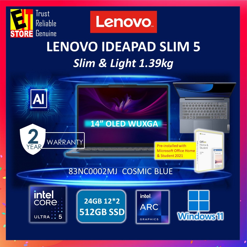 LENOVO LAPTOP IdeaPad Slim 5 IPS5 (CORE ULTRA 5 225H /24GB/512GB/14 ...