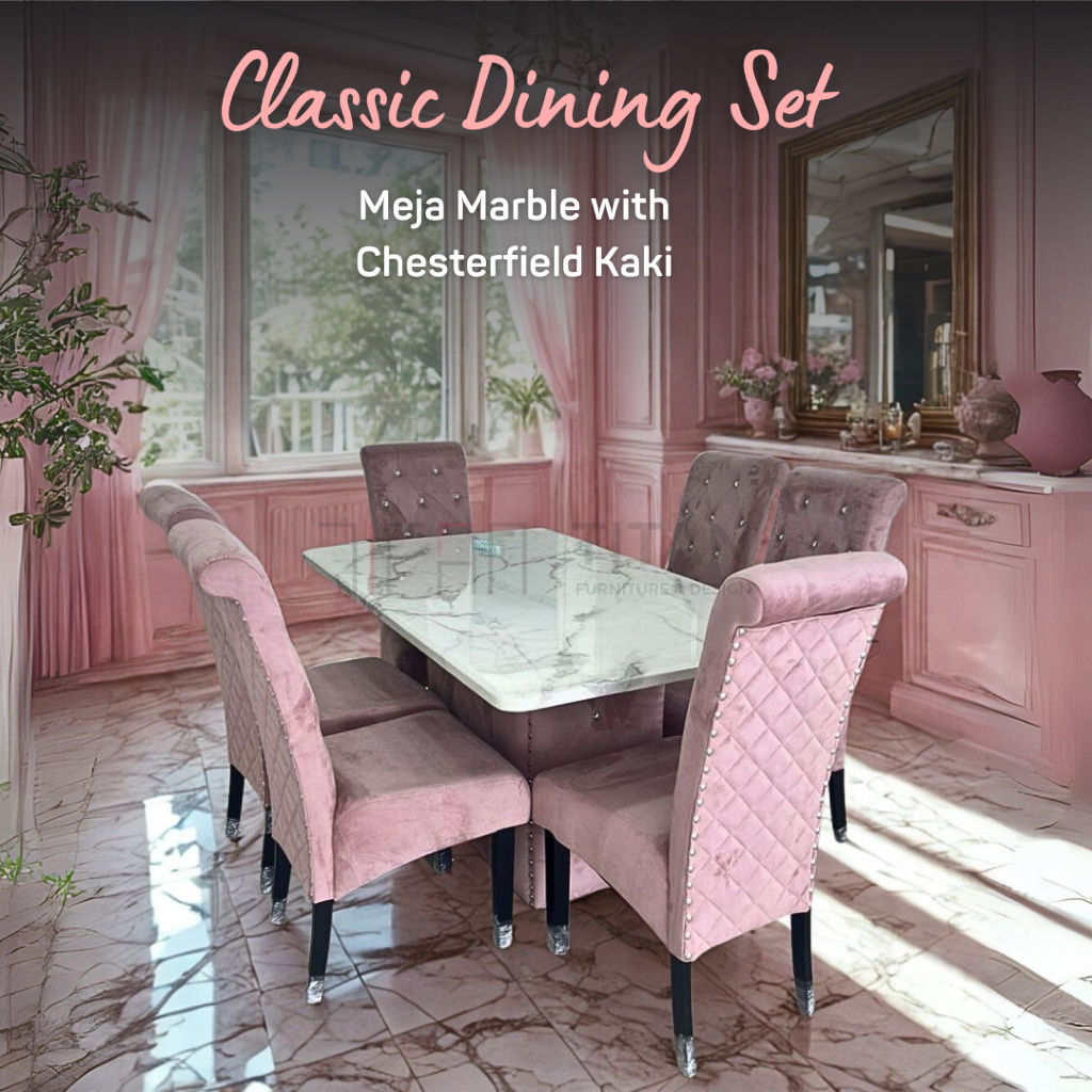 Classic Marble Dining Set 6 Seater 8 Seater | Set Meja Marble + Kerusi ...