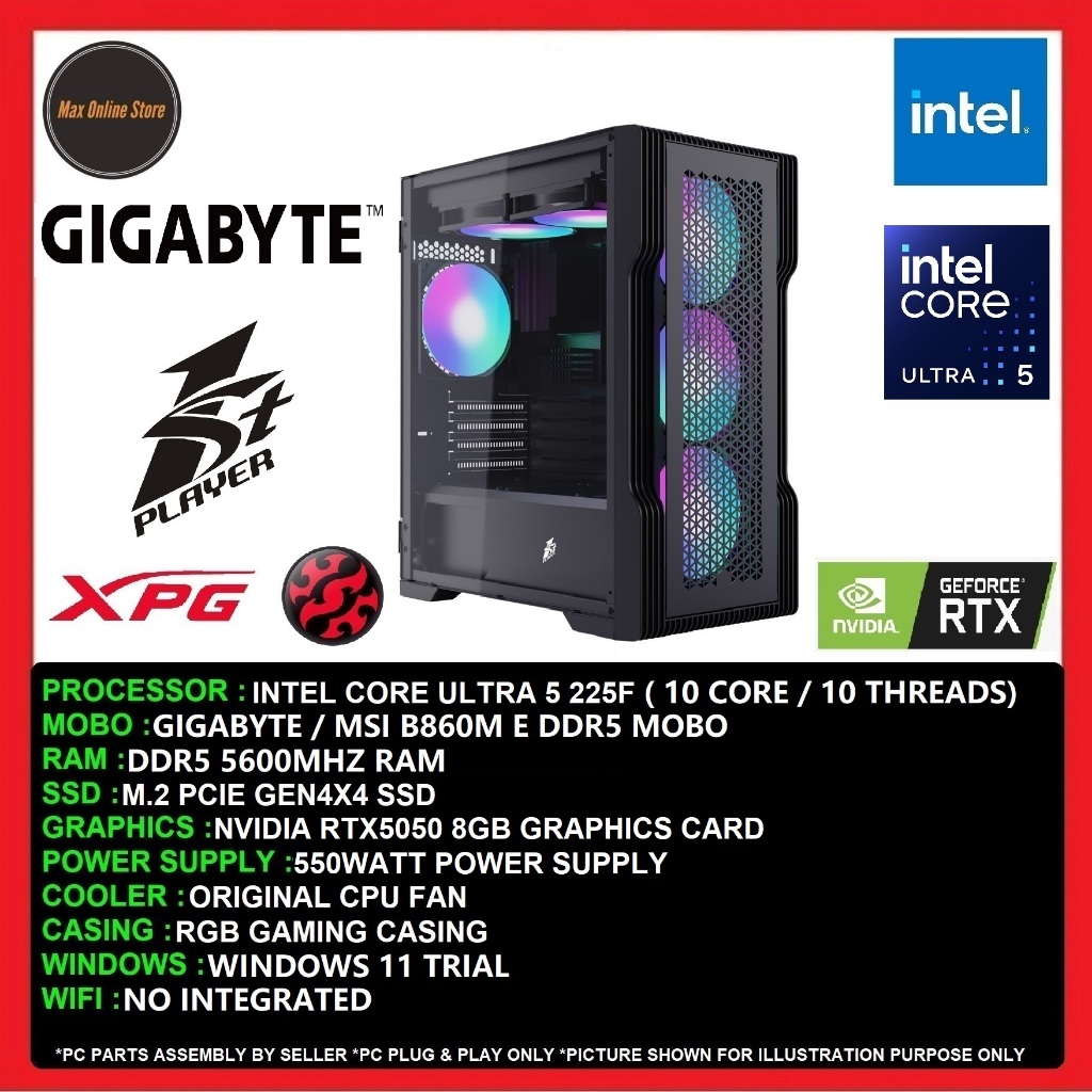 Office Value GAMING PC Desktop Intel Core 5 ultra 225F/32GB/16GB/1TB ...