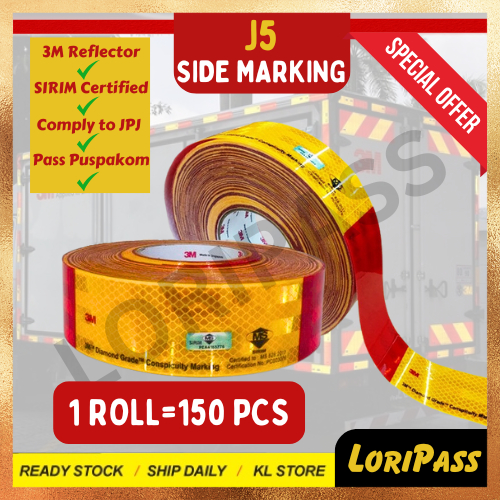(150 PCS) J5 Side Marking 3M Diamond Grade Reflective Sticker With ...