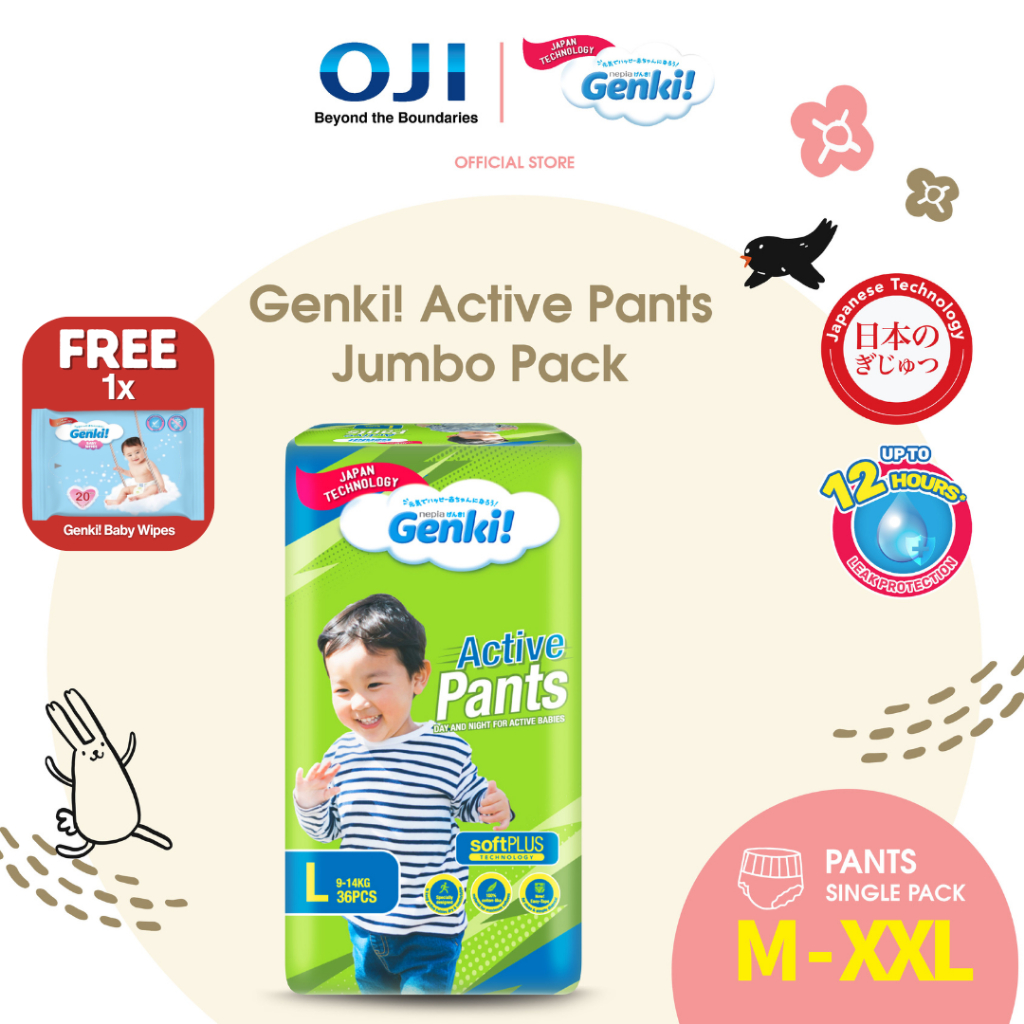 Genki! Jumbo Pants Diapers Baby - Size M (42's)/L (36's)/XL (30's)/XXL ...
