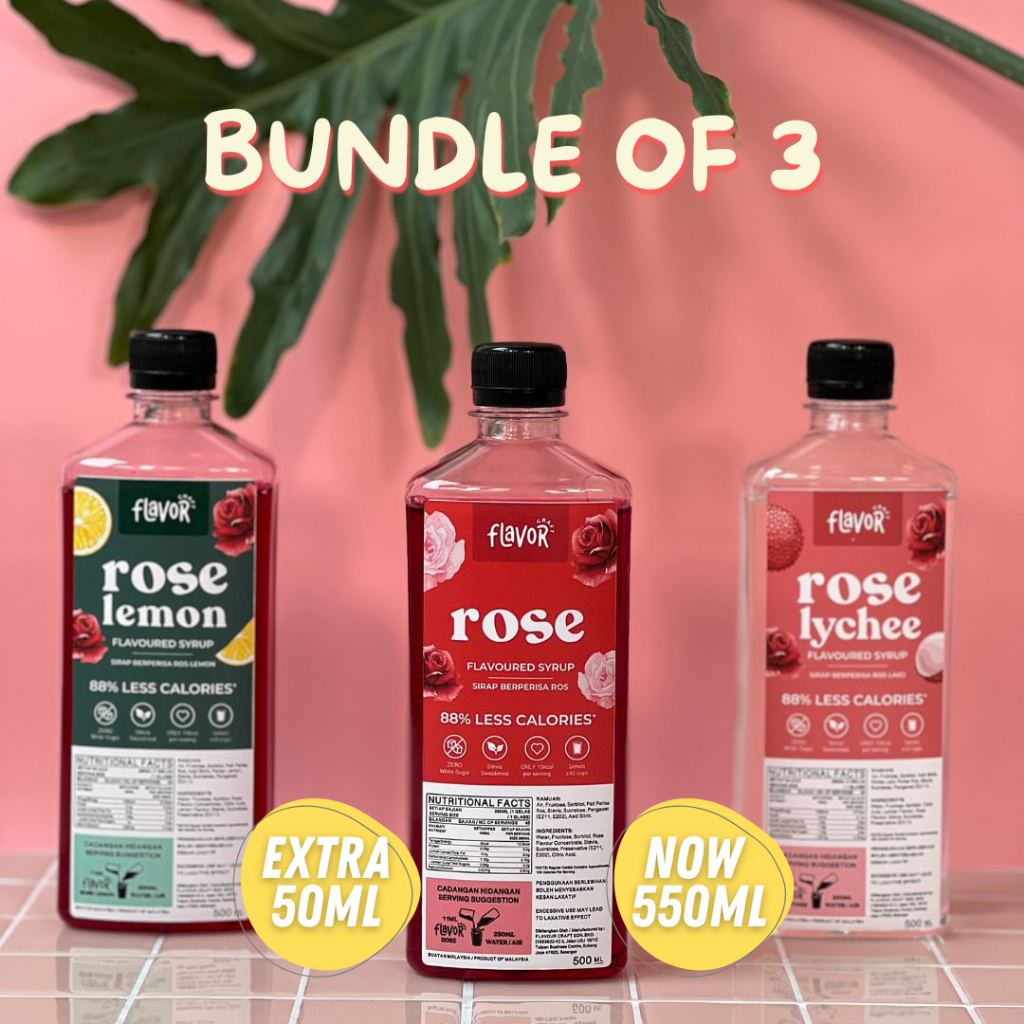 NEW SIZE Flavor Craft Rose Cordial (MIX) Zero White Sugar / Sirap Tanpa ...