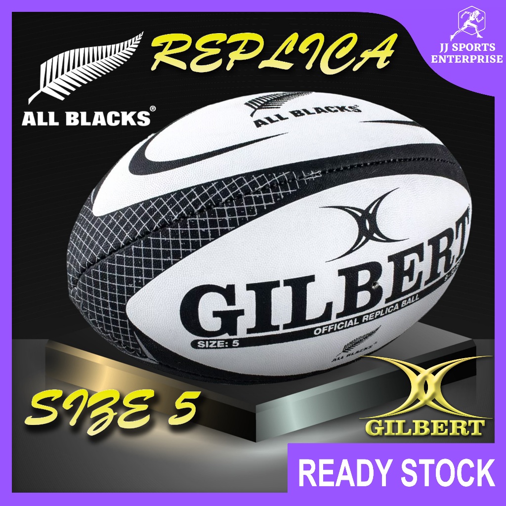 Gilbert All Blacks Official Replica Rugby Ball (Size 5) Bola Ragbi All ...