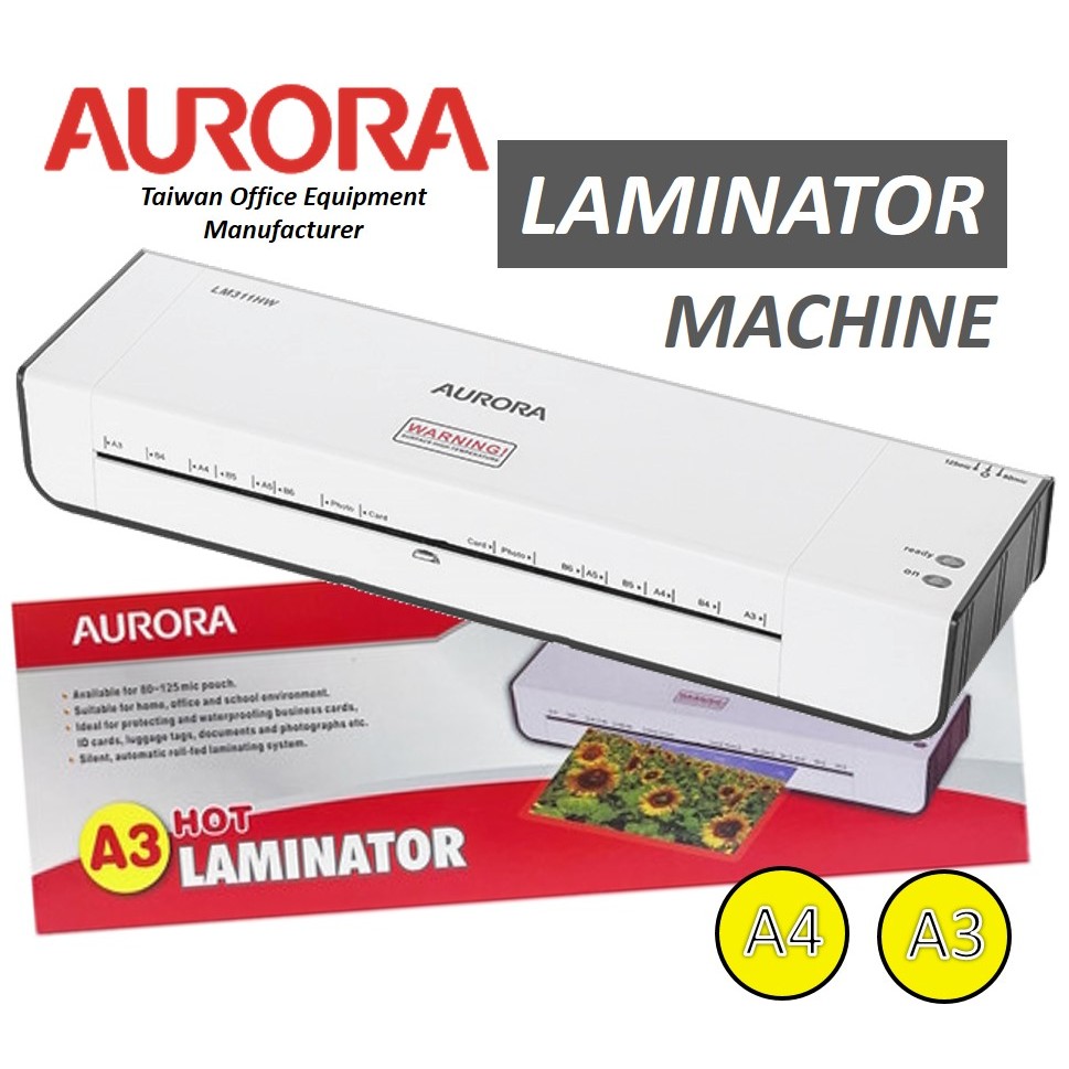 Aurora Laminator A4 A3 Laminating Machine LM411HW/LM311HW (Mesin Foto Laminate) Office ...