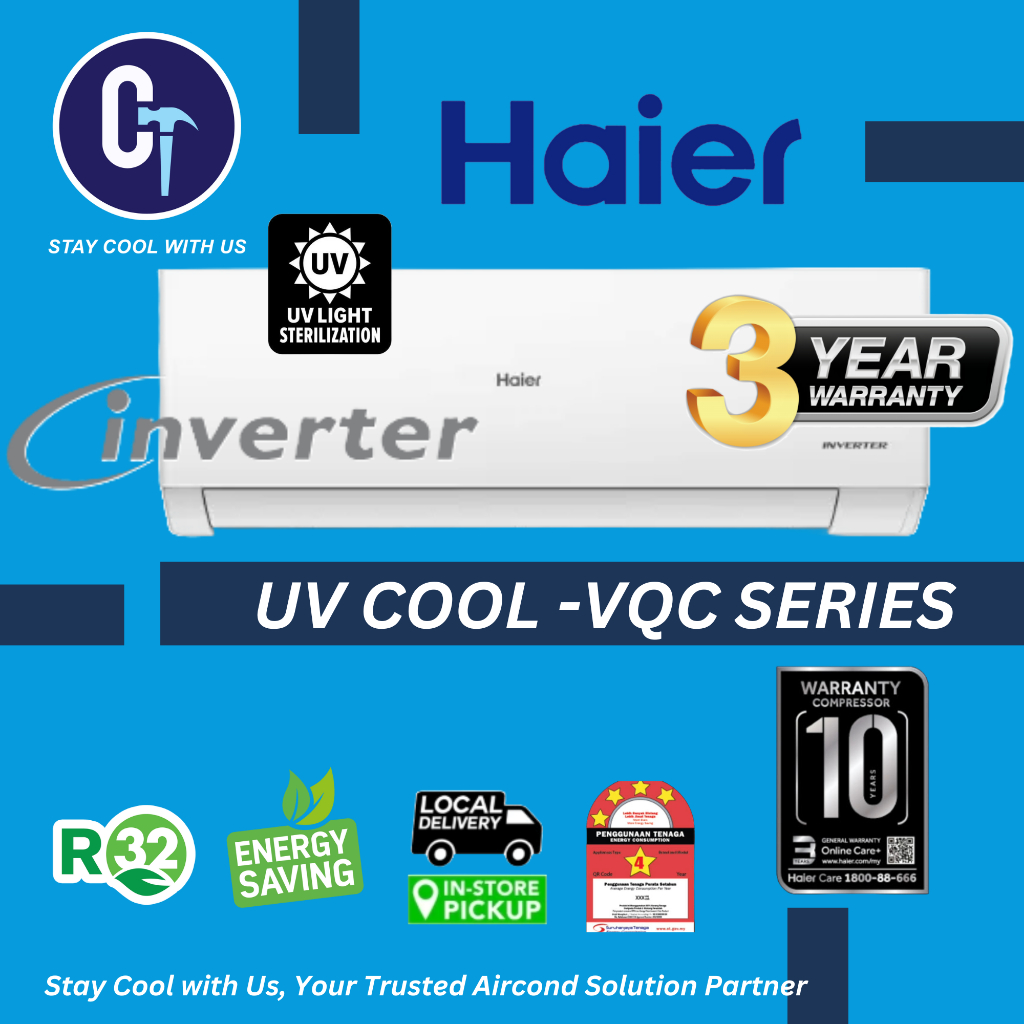 HAIER - NEW R32 INVERTER - UV COOL SERIES & NON-INVETER WALL MOUNTED AIR CONDITIONER (1.0HP~2 ...