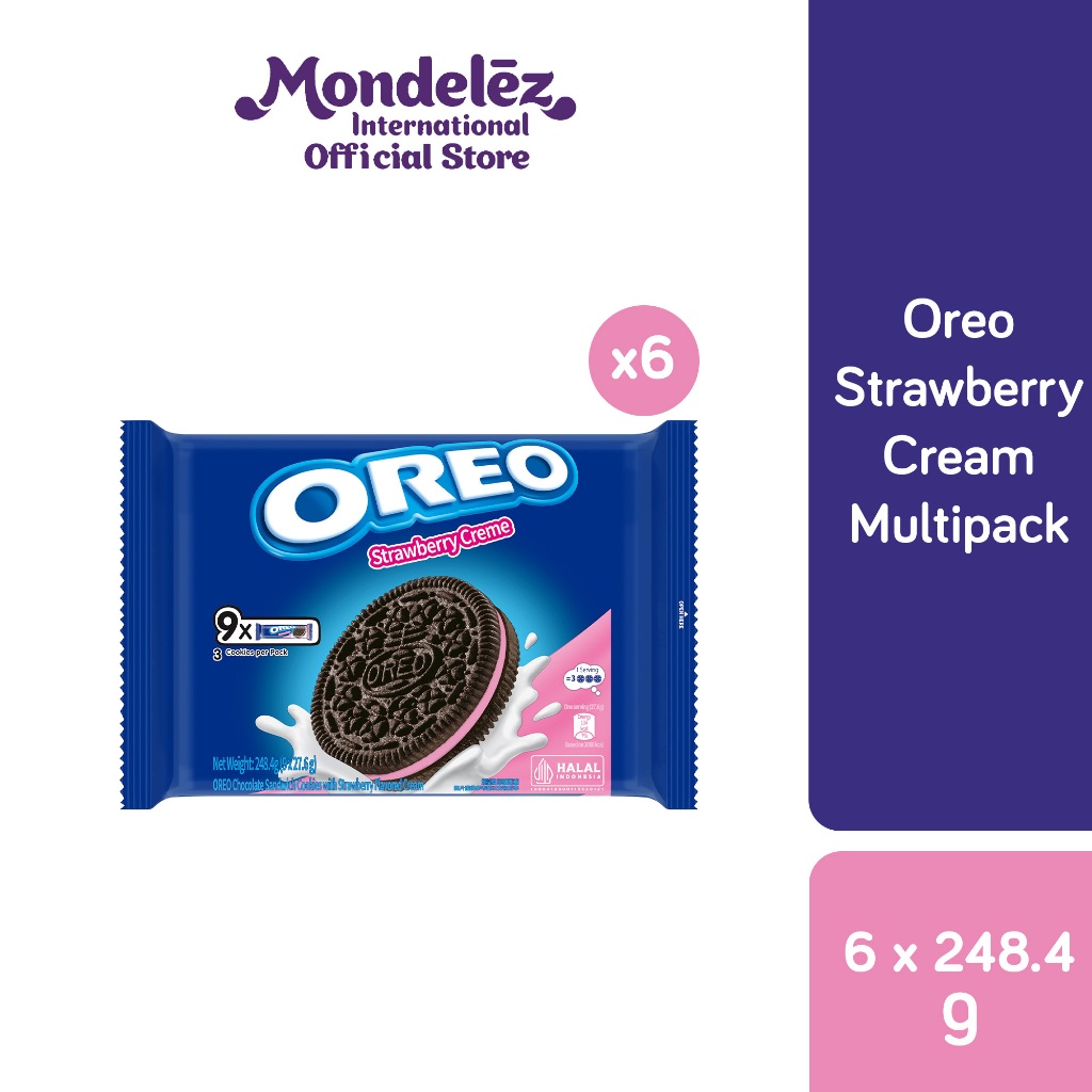 [Bundle of 6] Oreo Strawberry Cremed Sandwich Cookie Multipack (9x27.6g ...