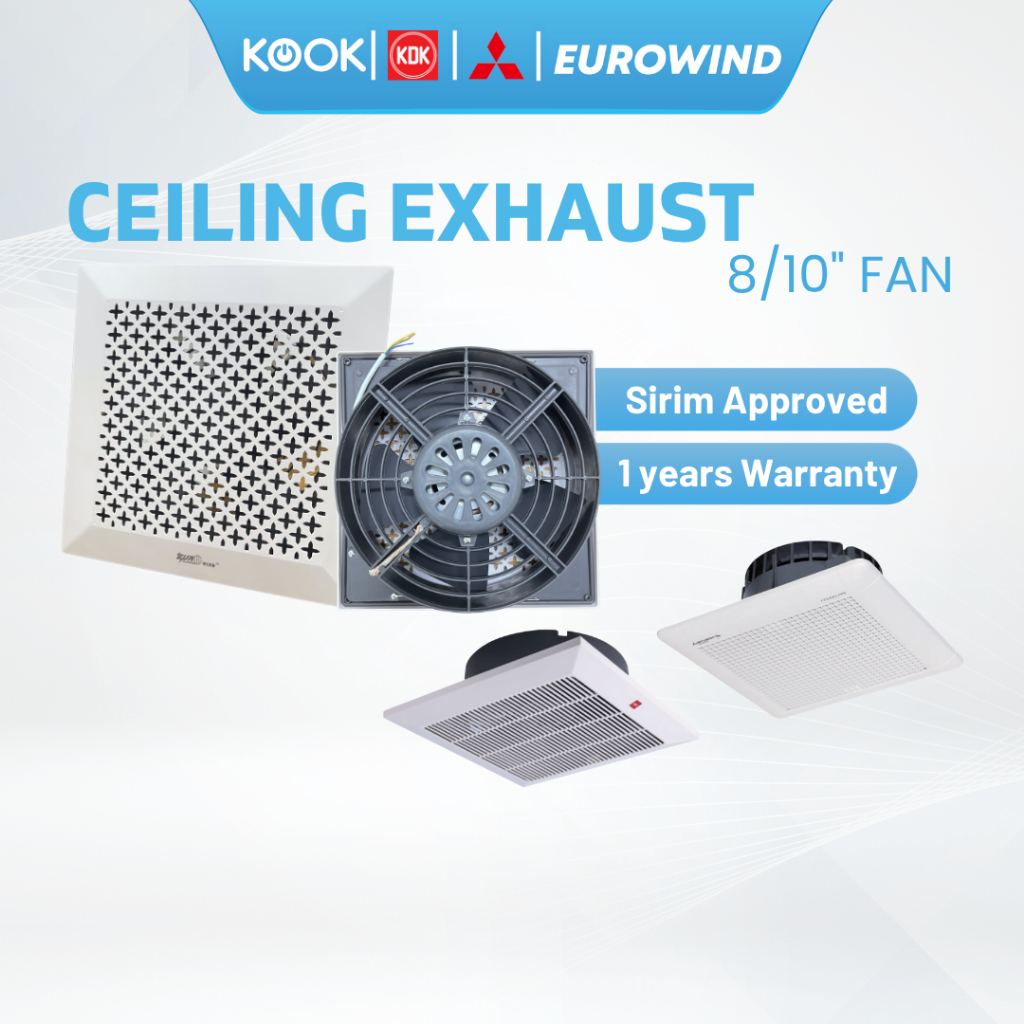 KDK/EUROWIND/MITSUBISHI Ceiling Ventilation Fan 8"/10’’ Ceiling Mount ...
