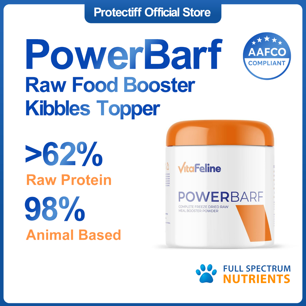 VitaFeline PowerBarf Raw Meal Booster powder kibble topper protein for ...