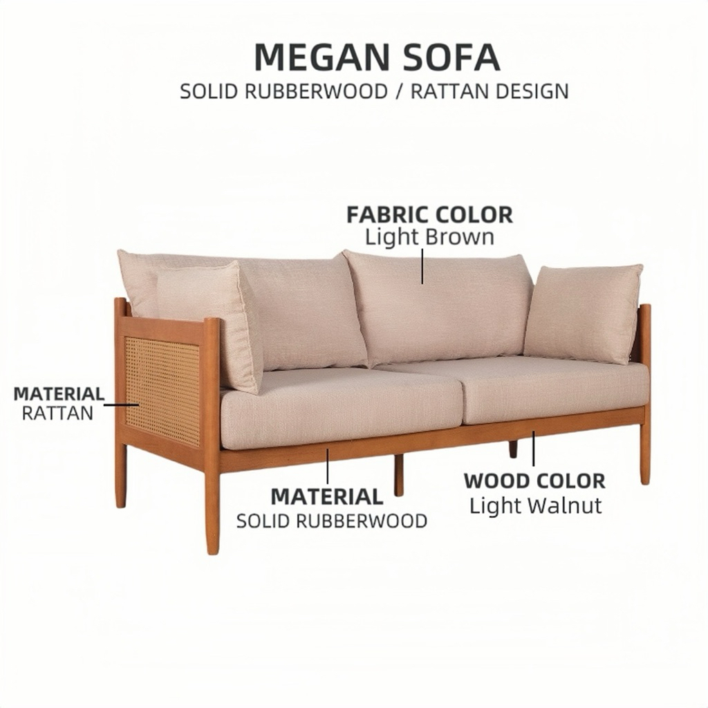 HS FURNITURE | MEGAN SOFA | SOLIDWOOD SOFA | SOFA MUJI | SOFA MODERN | SOFA 2 SEATER | KAYU ...