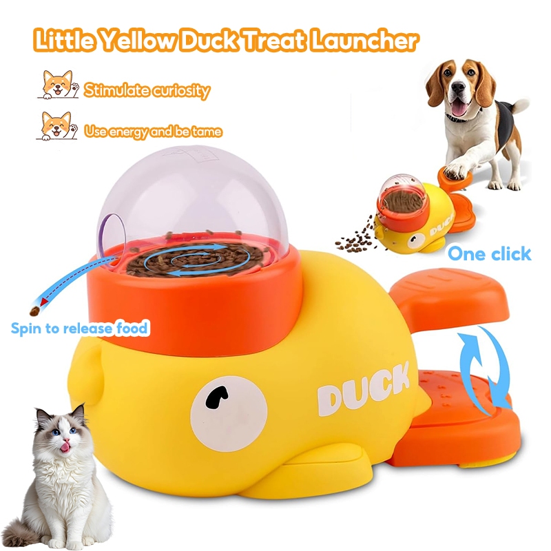 Pet Little Yellow Duck Treat Launcher Cat Toys And Dog Toys Press-On ...