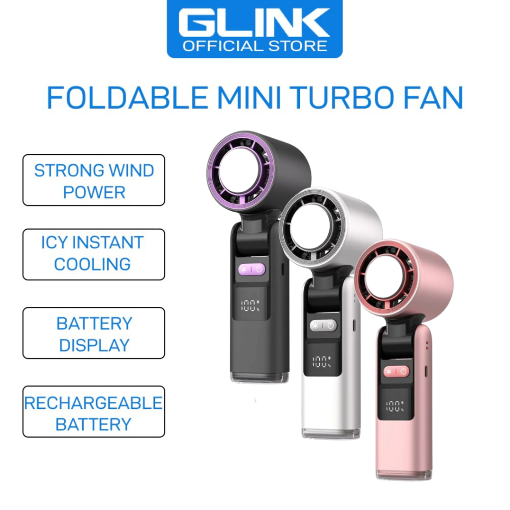GLINK-Mini Turbo Fan Ice-ceramic Foldable Rechargeable Portable ...