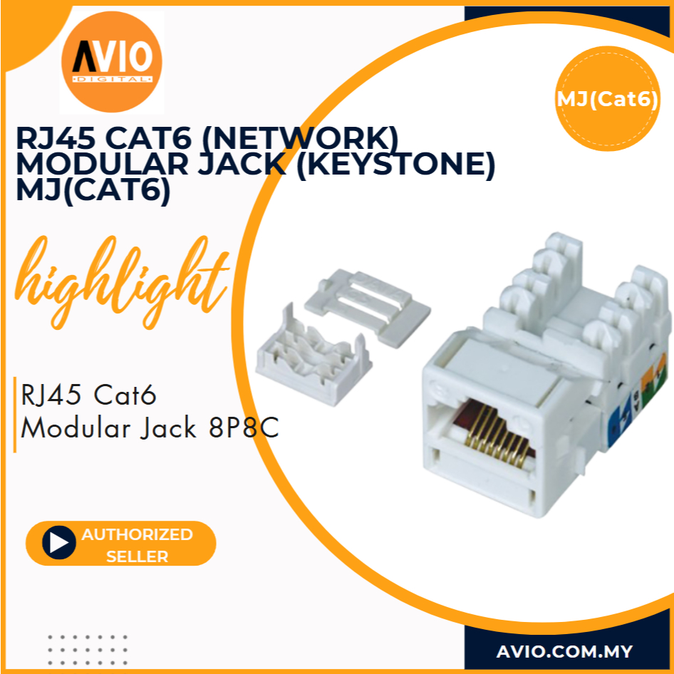 RJ45 CAT6 Keystone Modular Jack Lan Network Internet Cable Use With Faceplate FP1MJ FP2MJ MJ ...
