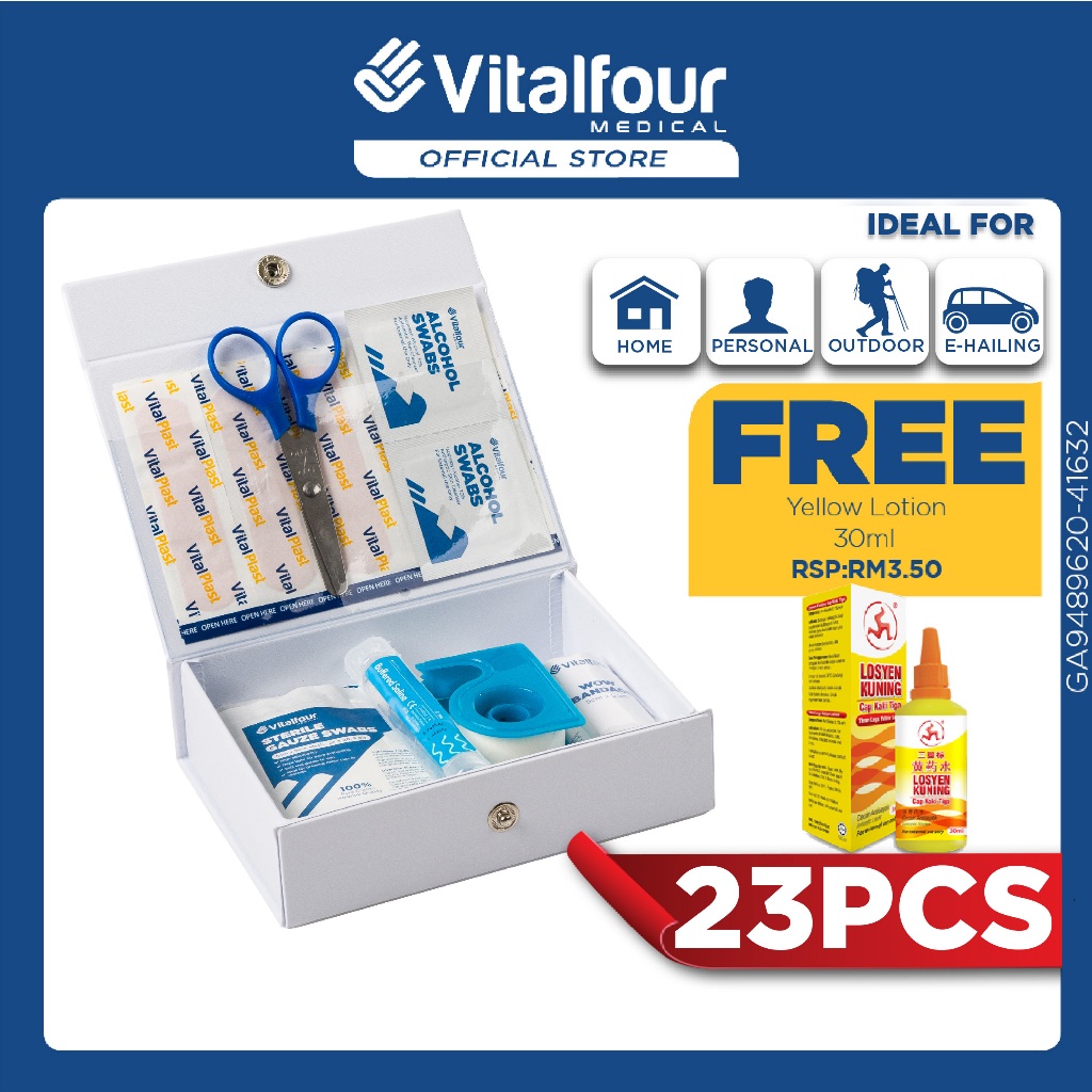 Compact Mini First Aid Kit VitalFour Peti Pertolongan Cemas | Shopee ...