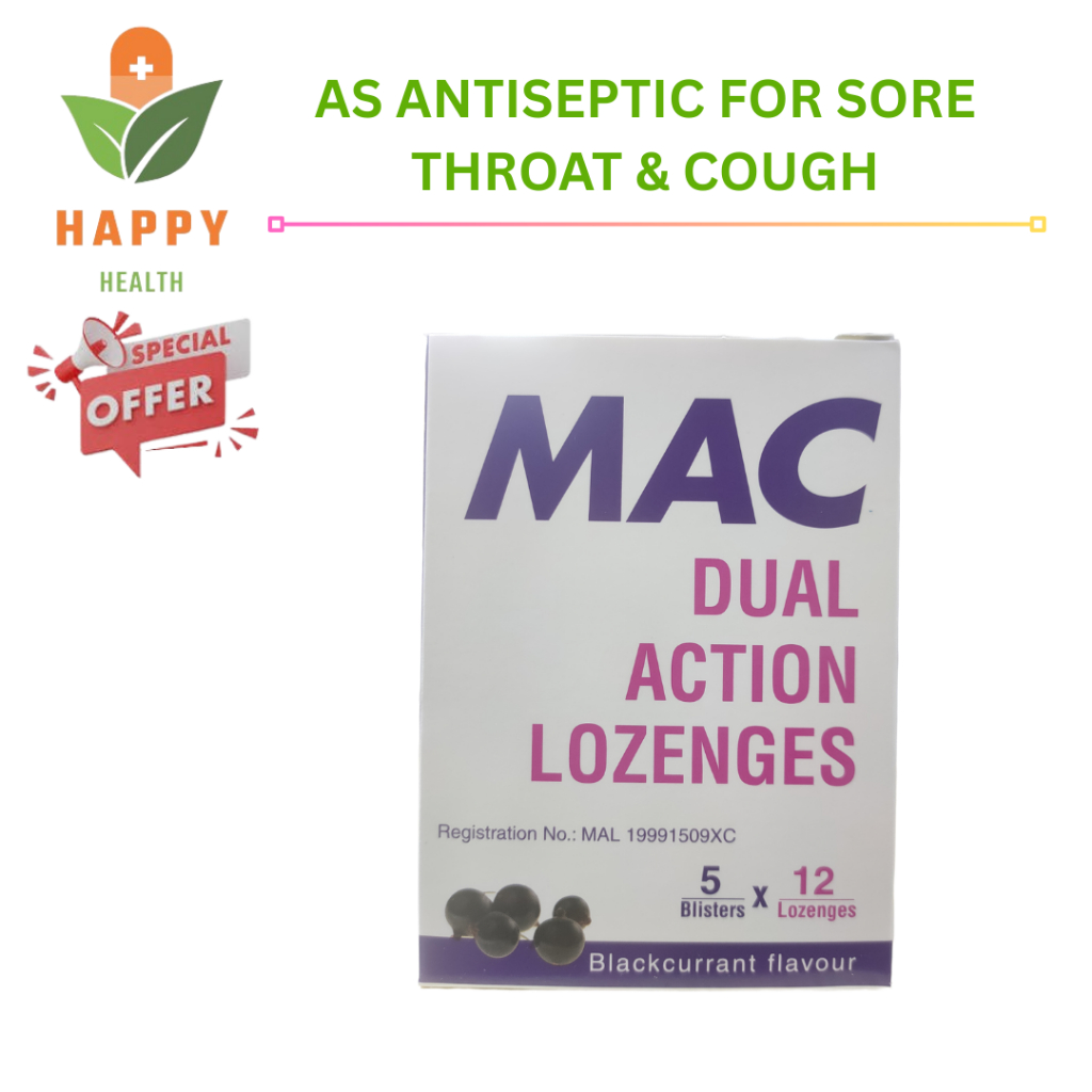 [ Exp 2/2027 ] MAC Dual Action Lozenges 12'S ( Blackcurrant Flavour ...