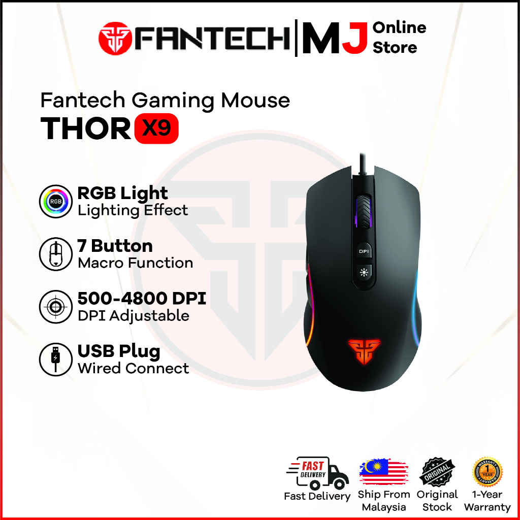Fantech X9 Thor Macro RGB Gaming Mouse RGB Color Lighting Effect DPI ...