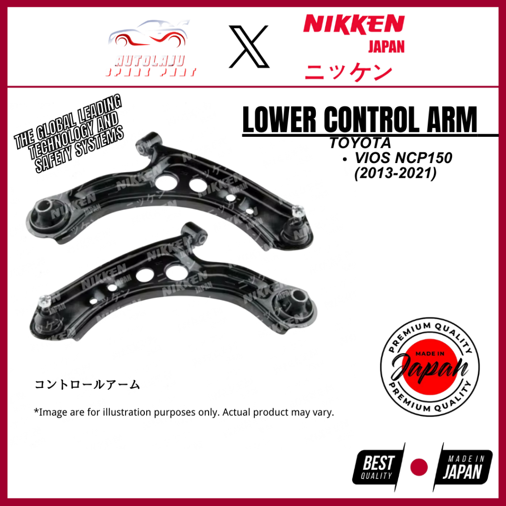 NIKKEN JAPAN TOYOTA VIOS NCP150 (2013-2021) FRONT LOWER ARM PREMIUM ...