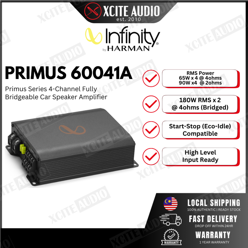 INFINITY PRIMUS 60041A - Primus Series 4-Channel Car Speaker Amplifier ...