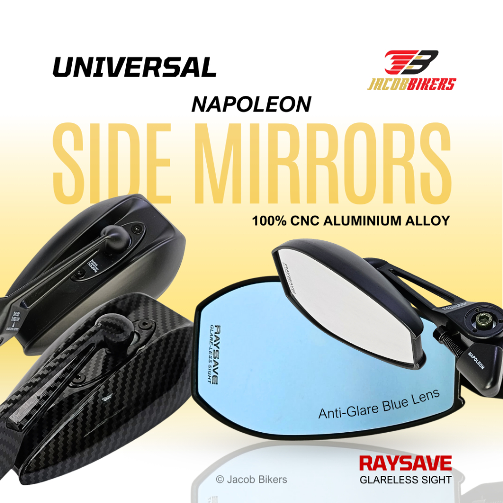 Universal Motorcycle Napoleon Blue / White Lens Side Mirrors | 100% ...