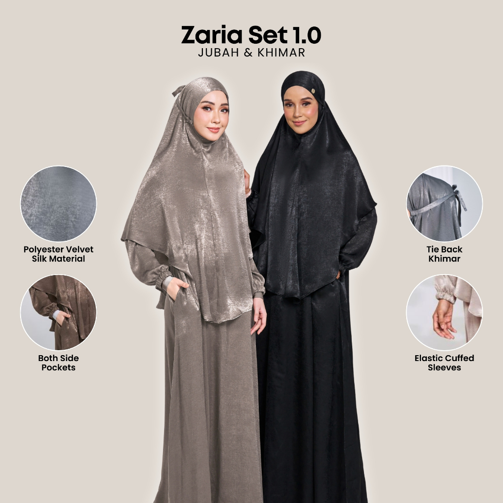Radiusite Zaria - UMRAH HAJI SET KHIMAR TIE BACK ABAYA JUBAH VELVET ...