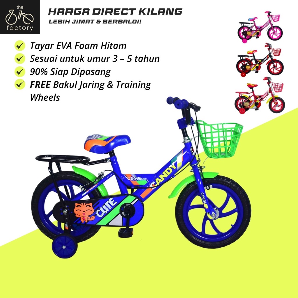 [Ready Stock] CANDY 12”14” Kids Bicycle Basikal Budak Lelaki Perempuan ...