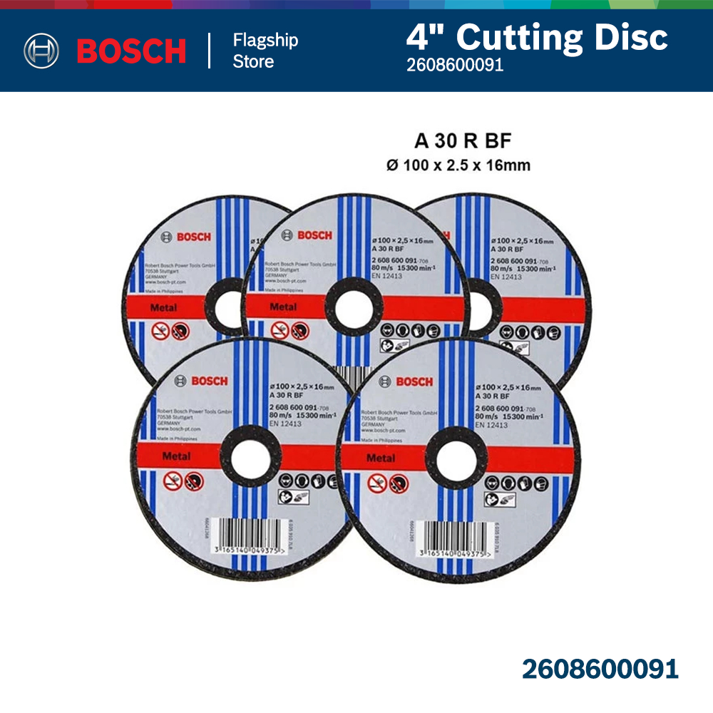 BOSCH A 30 R BF 4" Cutting Disc For Metal (100mm x 2.5mm x 16mm ...