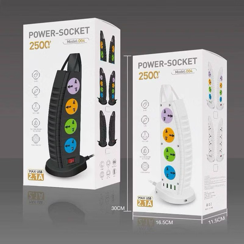 Multi-function Vertical Power Socket with USB Stereo Plug-in Patch ...