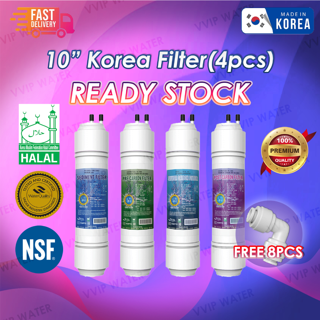 Korea Water Filter Halal U Type 10"/9"/8" Sediment/Pre-Carbon/Silver ...