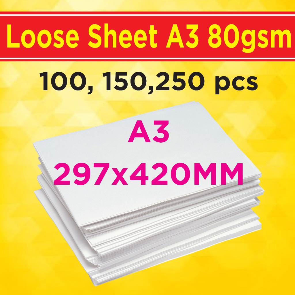 A3 LOOSE SHEET PAPER - WHITE 白纸 50, 100, 150, 250张 | Shopee Malaysia