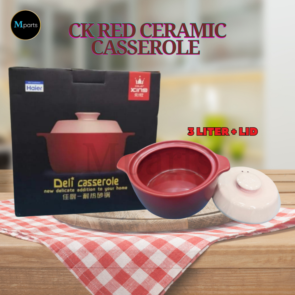 CK 3L/750ML CERAMIC BAKING CASSEROLE (100% CERAMIC) / 250ML x 2 (RED ...