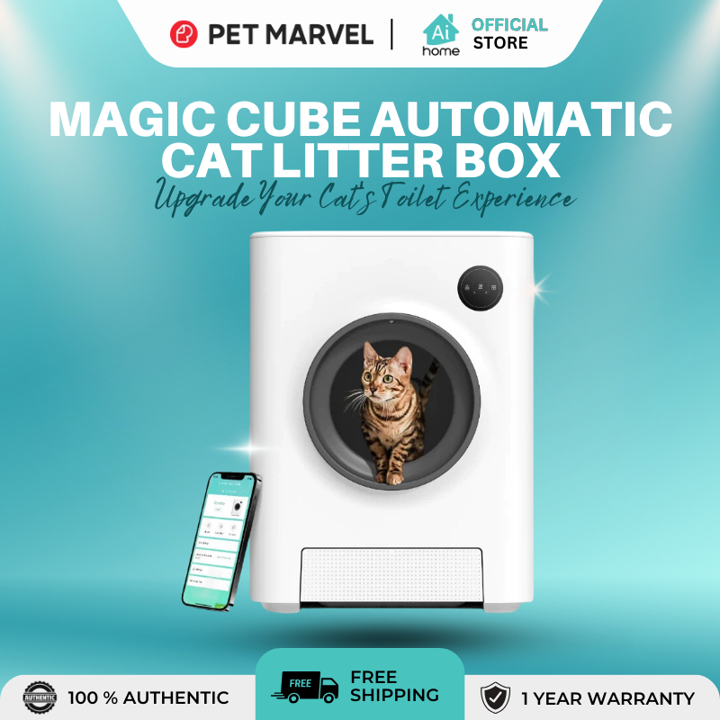 PET MARVEL Magic Cube Automatic Cat Litter Box Smart Self-Clean App ...