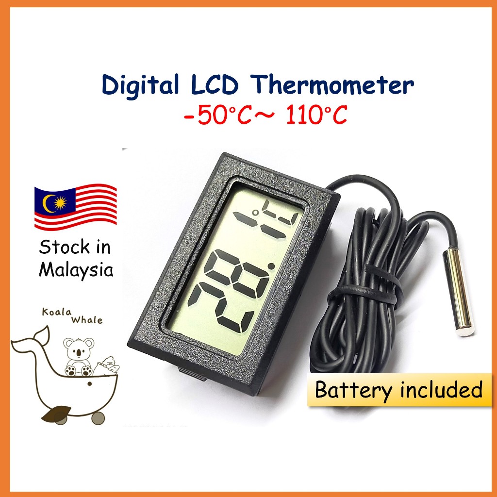 Thermometer Digital LCD Temperature With Probe 1m Akuarium Aquarium ...