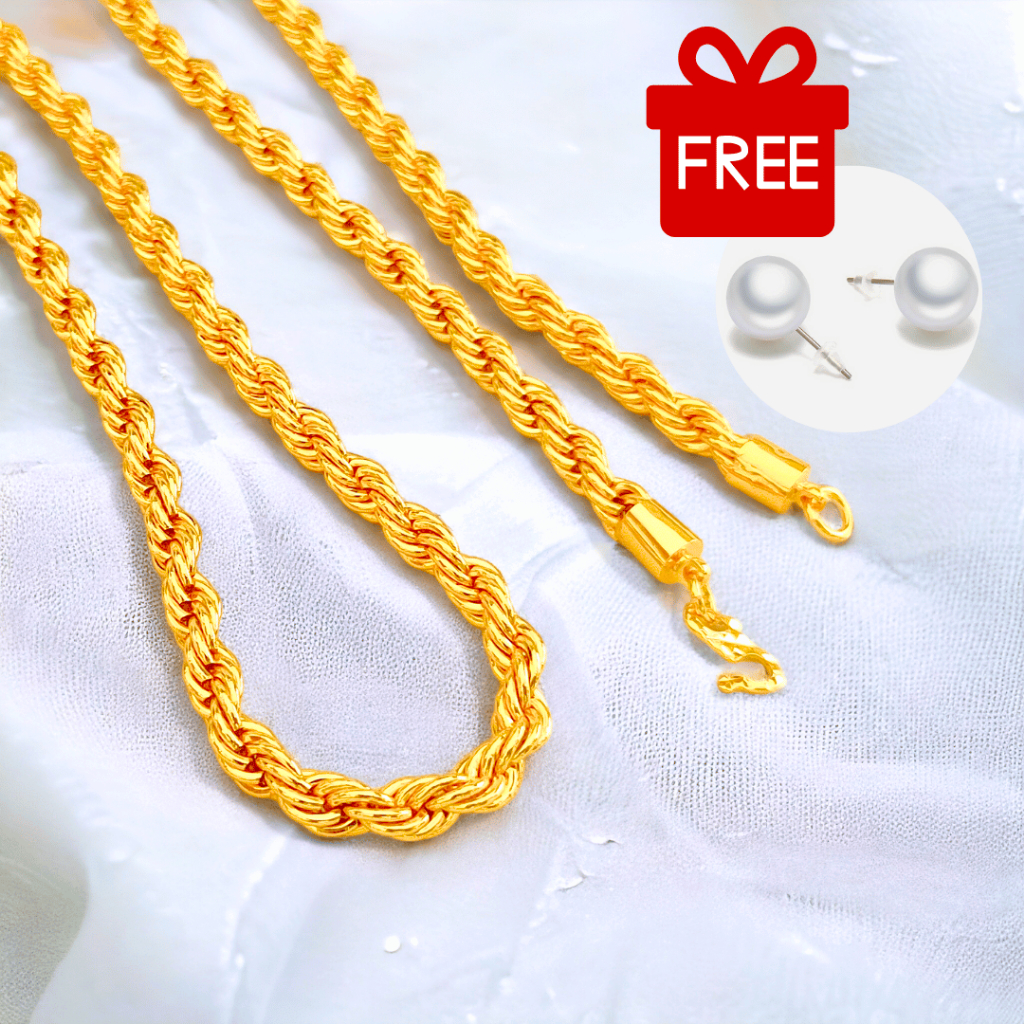 Rantai Leher Pintal 50cm/60cm/70cm Gold Chain 916 Necklace Rantai ...