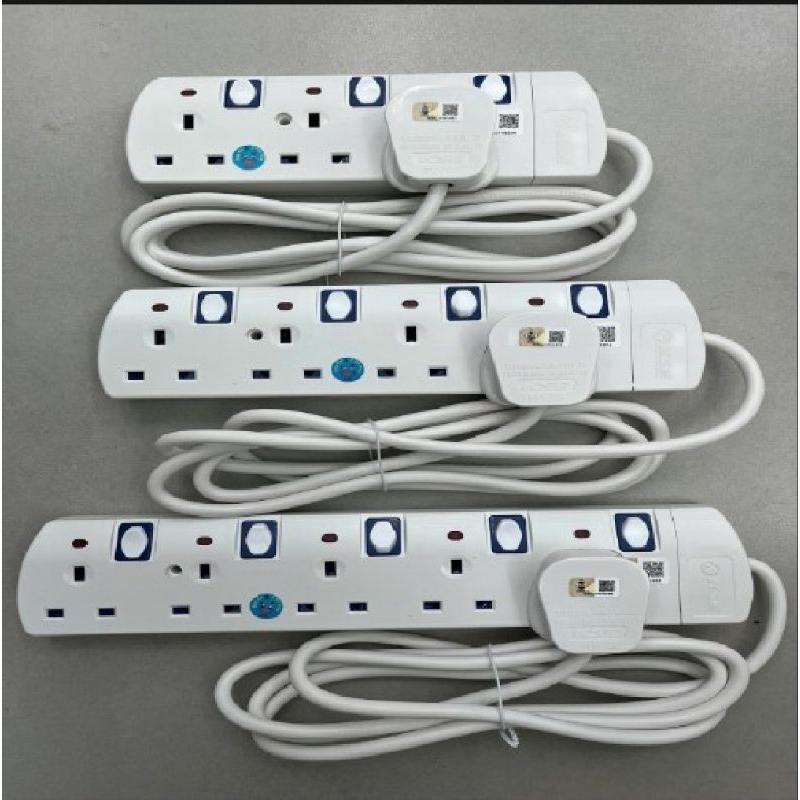 2 / 3 / 4 / 5 Gang SIRIM 5M Heavy Light Duty Extension Trailing Socket ...