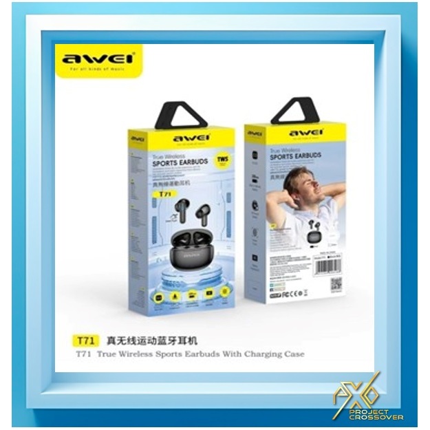 Awei T71 True Wireless Sports Earbuds with Charging Case IPX4 Smart ...
