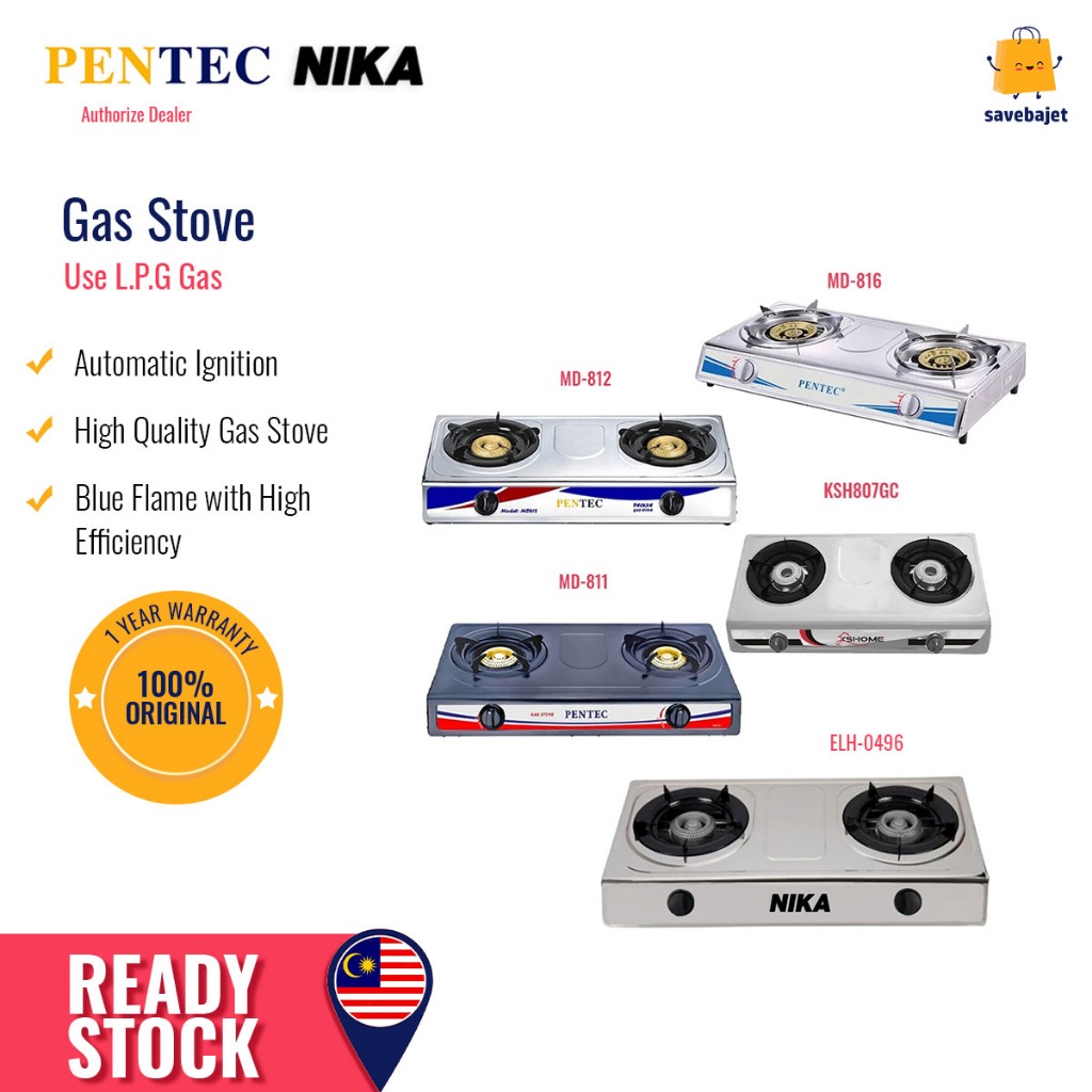 PENTEC/Nika Double Burner Stainless Steel Gas Stove MD-812 MD-816 KSH ...