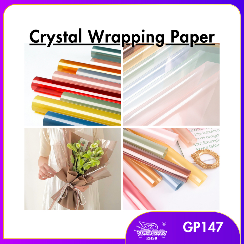 CRYSTAL JELLY WRAPPING PAPER/ COLORFUL TRANSPARENT PAPER/ WATERPROOF ...
