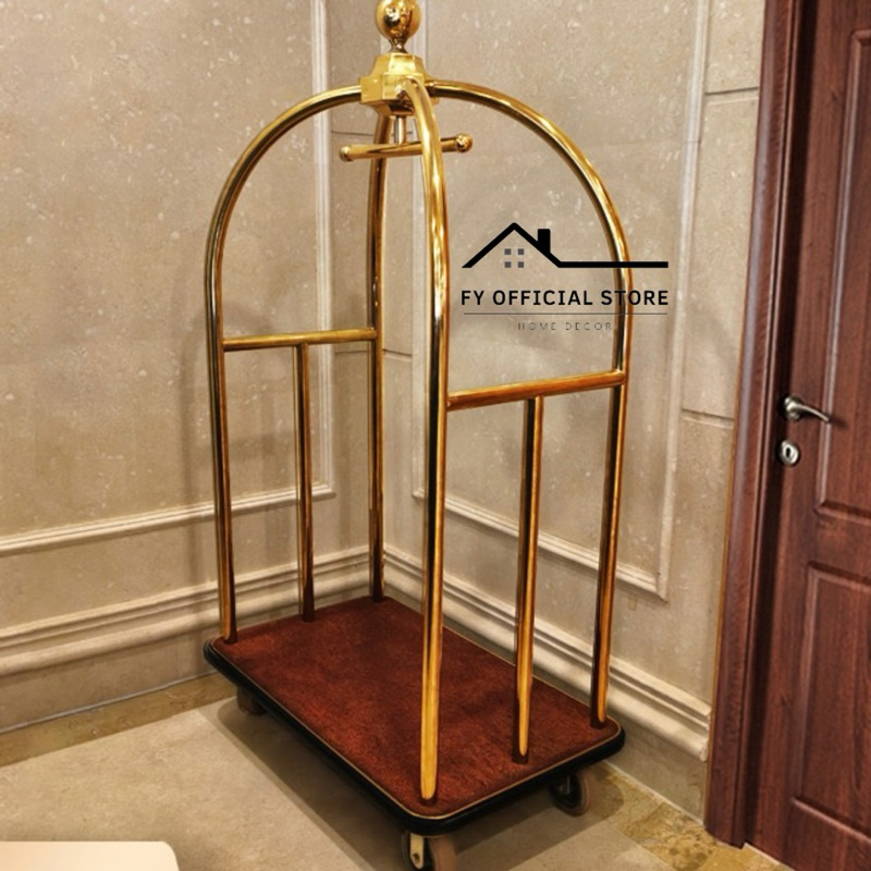 [PREORDER] HOTEL LOBBY STAINLESS STEEL LUGGAGE TROLLEY LOBBY CONCIERGE ...