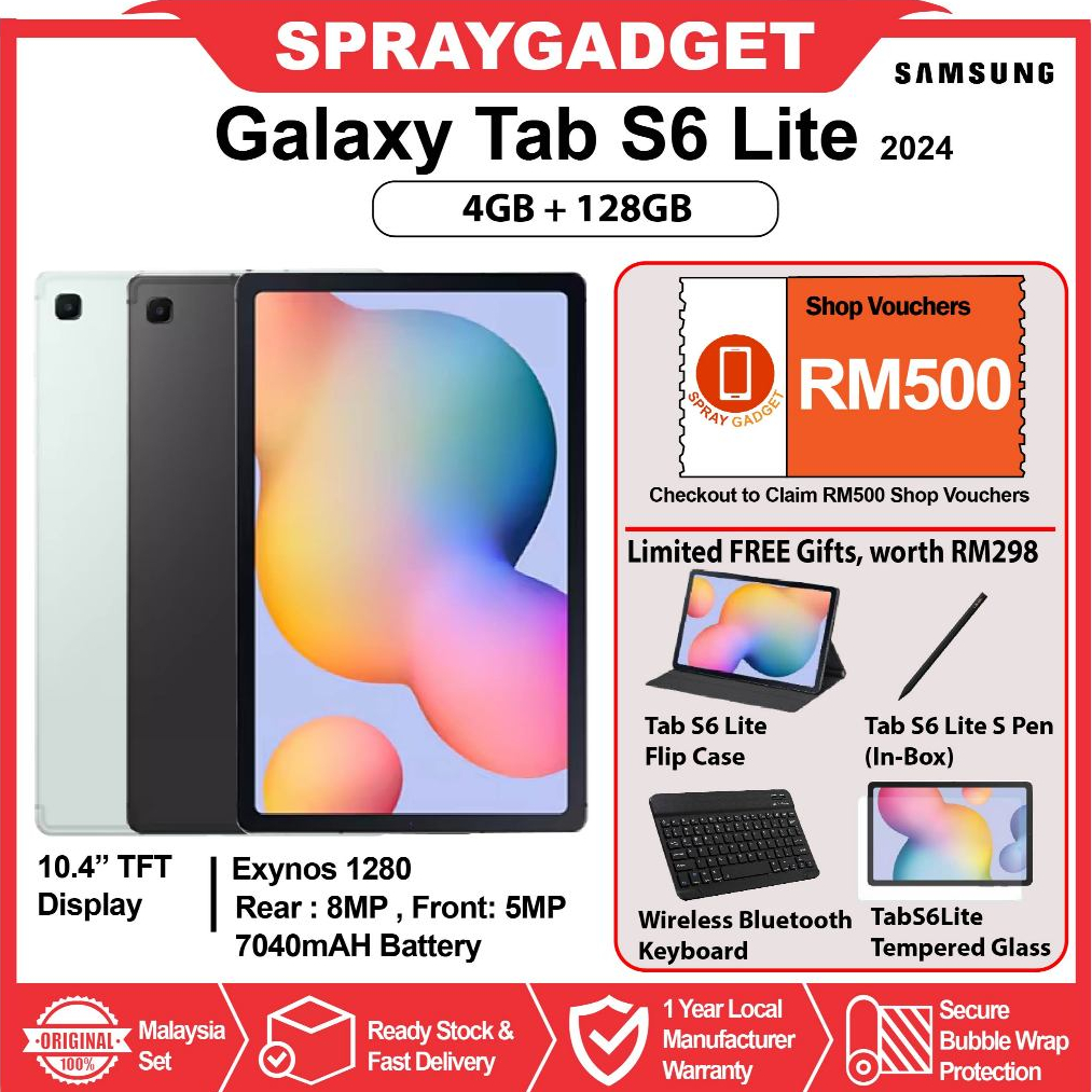 Samsung Galaxy Tab S6 Lite 2024 (WiFi P620/ LTE P625) 4GB RAM + 128GB ROM - 1 Year Samsung ...
