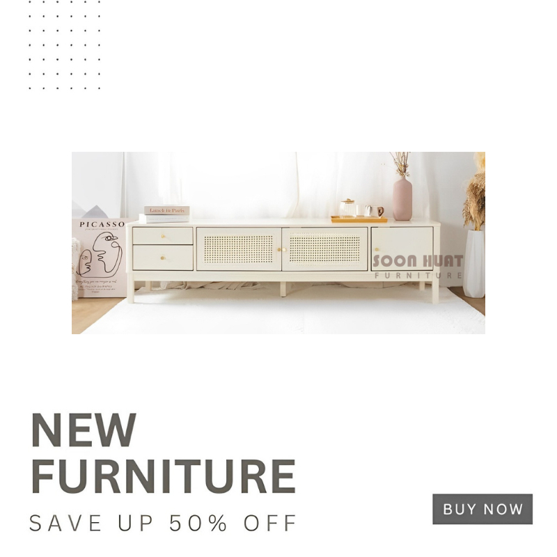 New Modern Design IVORY TV Cabinet With Paper Rattan, Rubberwood ...