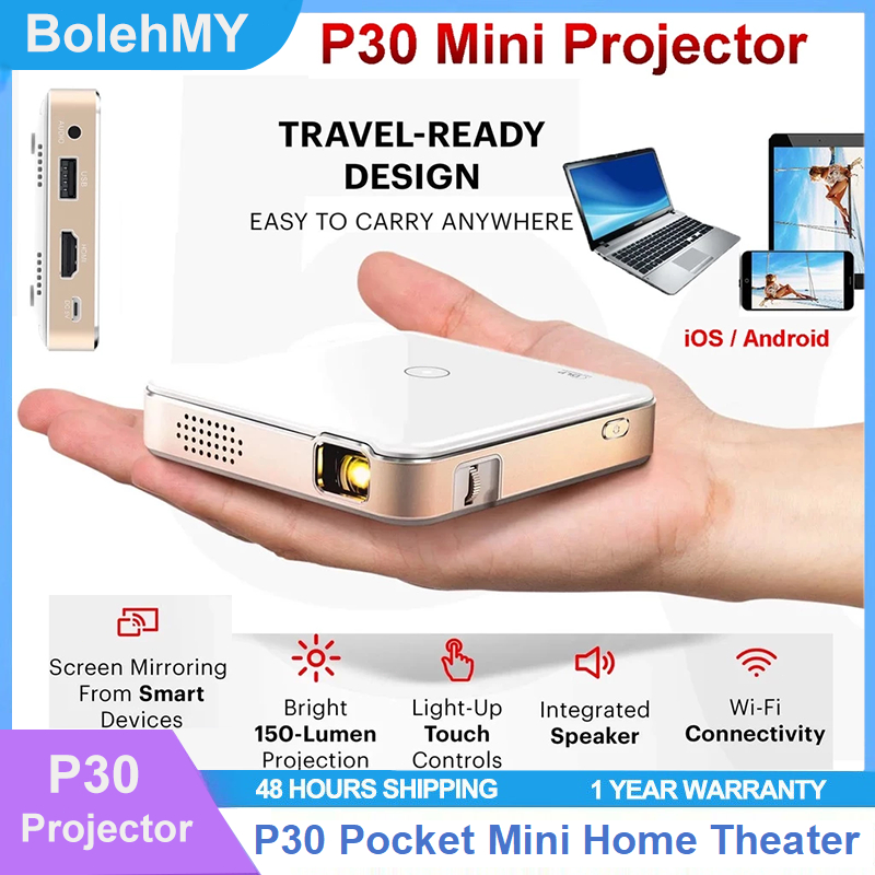 P30 Pocket Mini Projector Portable DLP HD Cinema build-in Battery ...